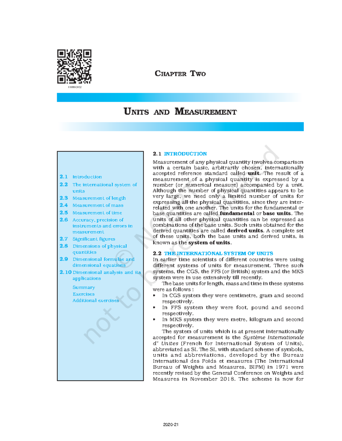 Class 11 Pysics Ncert Textbook Chapter 2 Units and Measurements - CHAPTER TWO UNITS AND ...