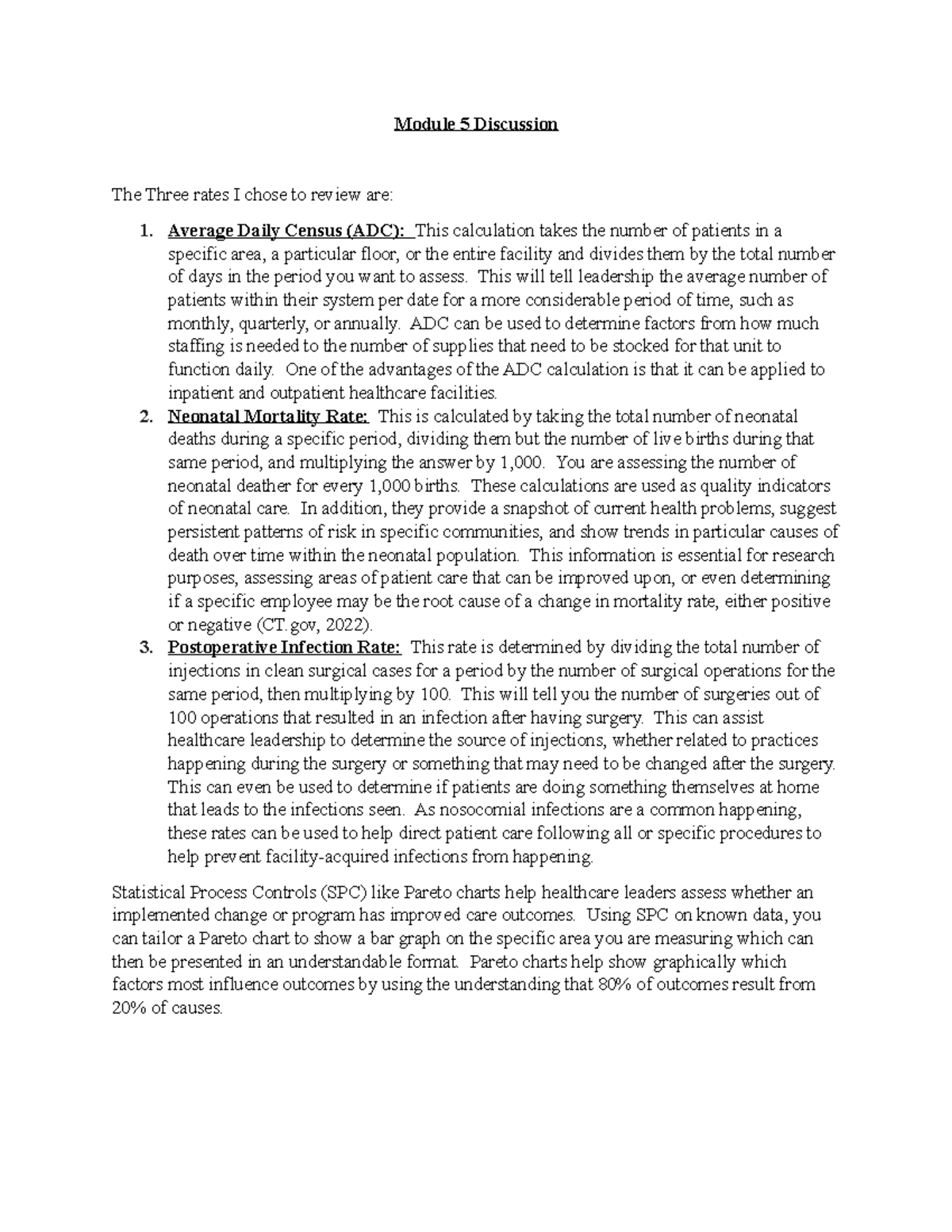 Module 5 Discussion - Module 5 Discussion The Three rates I chose to ...