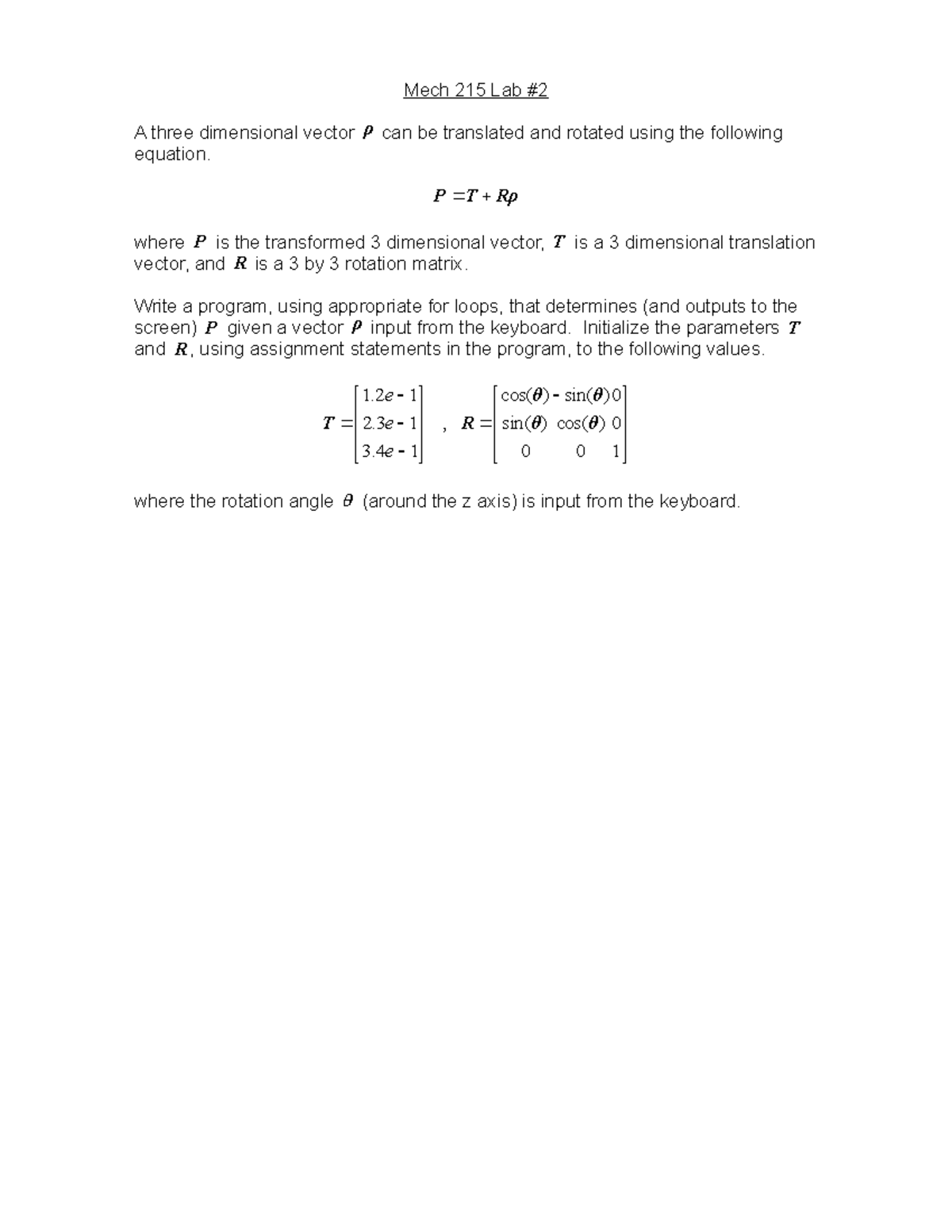 Mech215 lab 2 2019 2019 mech 215 215 - Mech 215 Lab # A three ...