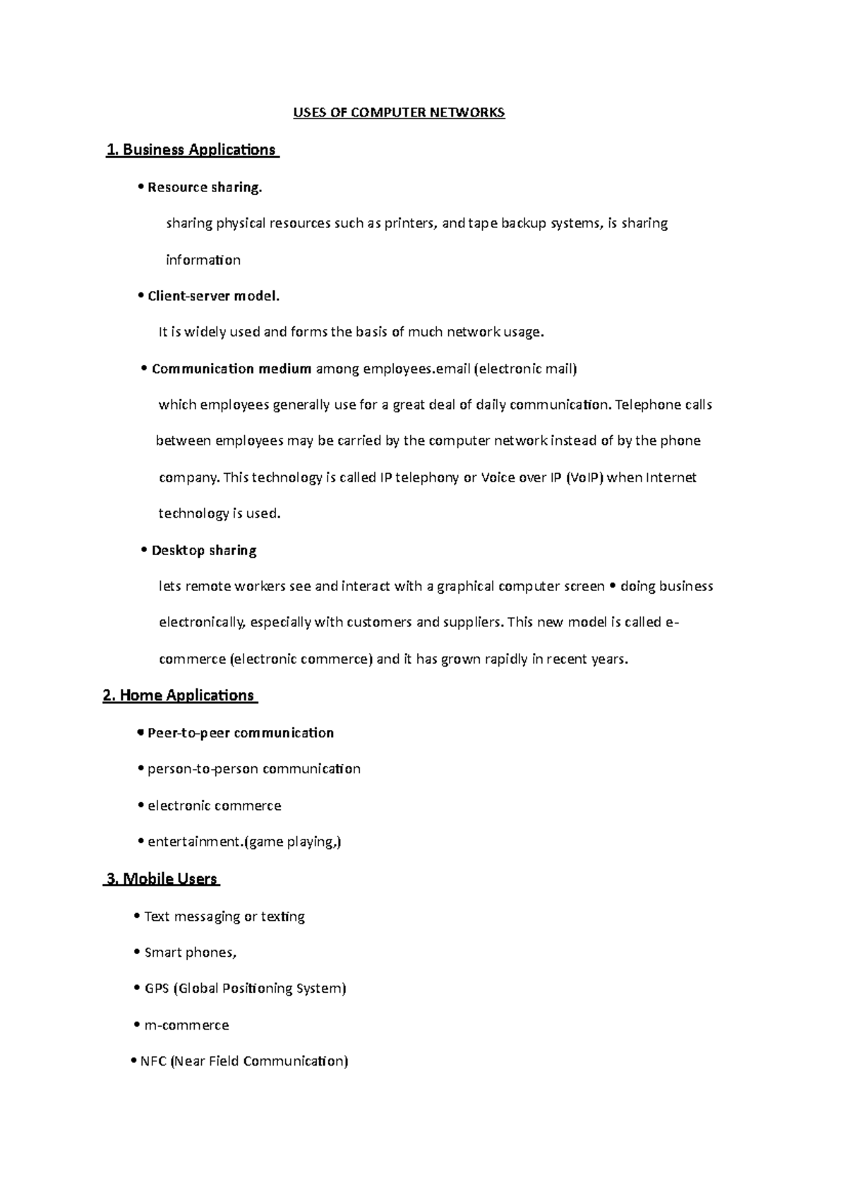 USES OF Computer Networks - USES OF COMPUTER NETWORKS 1. Business ...
