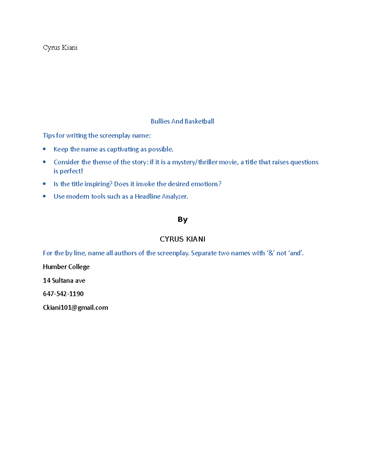 Digital imaging script - Cyrus Kiani Bullies And Basketball Tips for ...