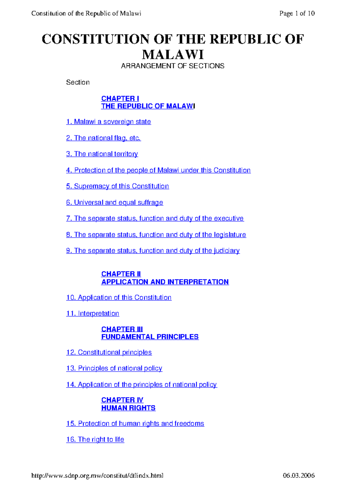 Constitution of Malawi - CONSTITUTION OF THE REPUBLIC OF MALAWI ...