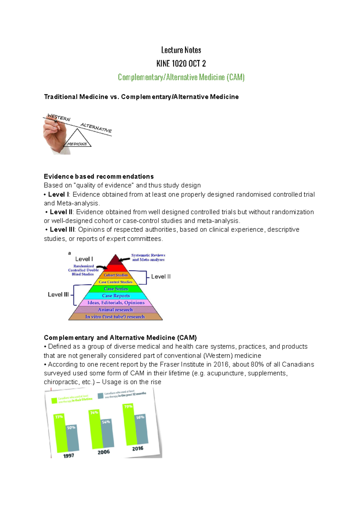 4 Lecture Oct 2 - amazing detail - Lecture Notes KINE 1020 OCT 2 ...