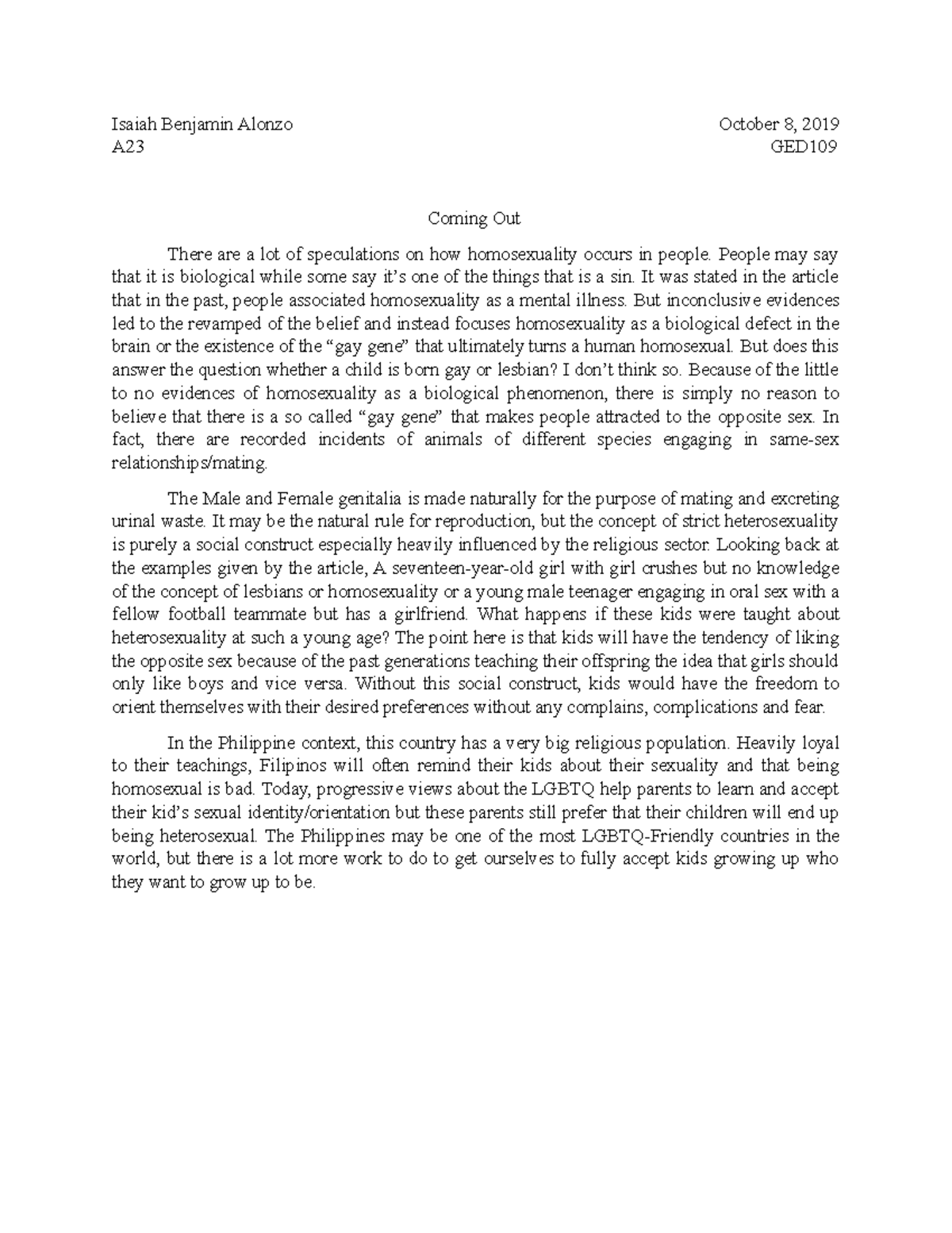 GED Assignment 5 - Isaiah Benjamin Alonzo October 8, 2019 A23 GED ...