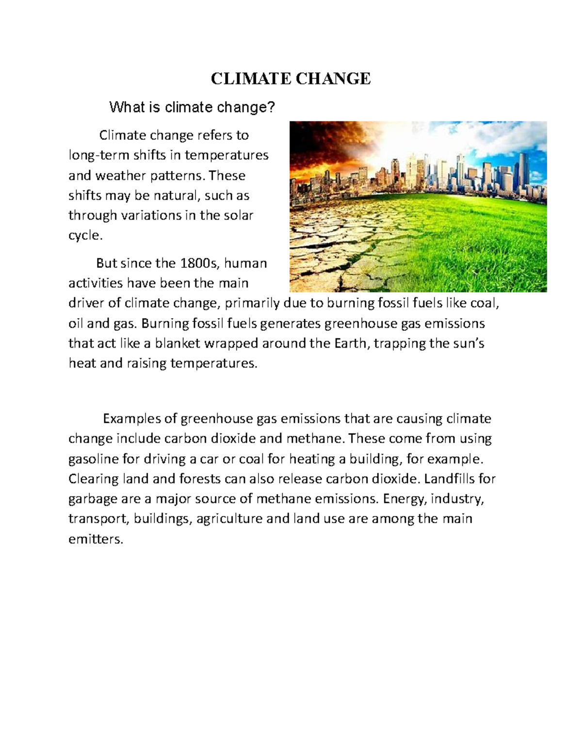 Envi Tech 9 - Envitech notes - CLIMATE CHANGE What is climate change ...