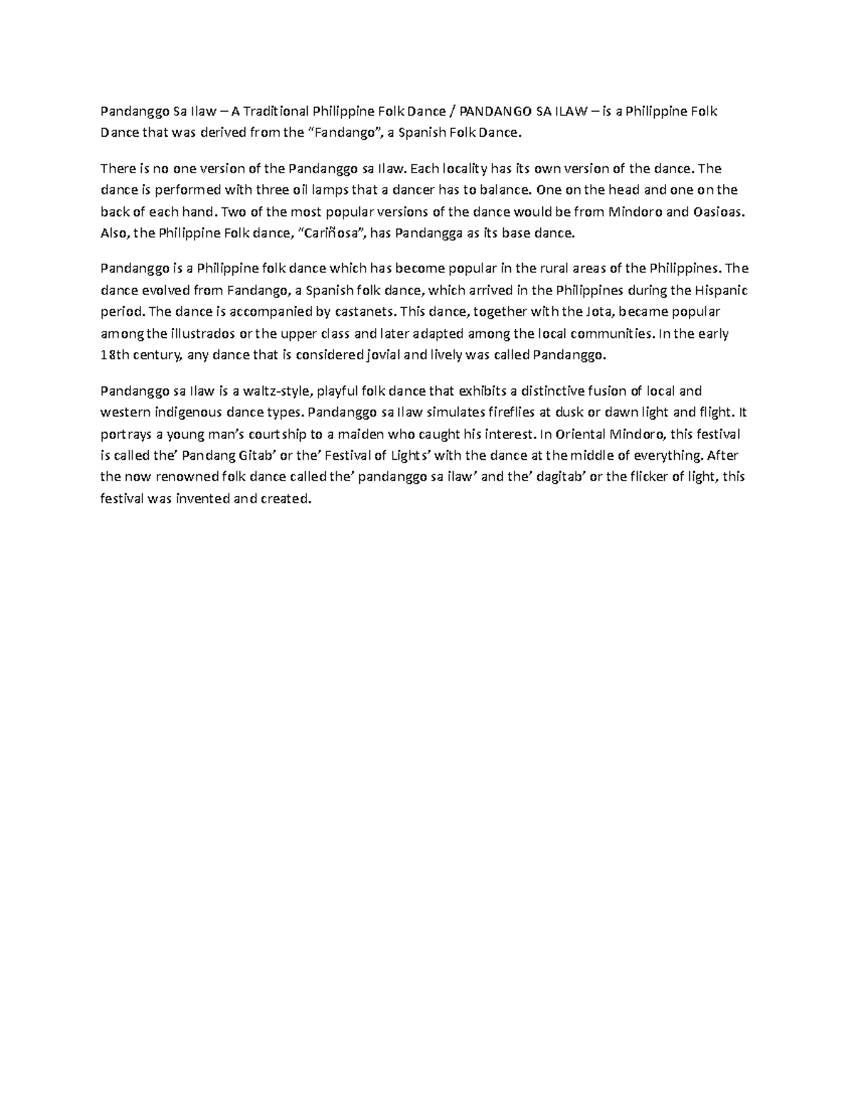 Pandanggo Sa Il WPS Office - Pandanggo Sa Ilaw – A Traditional ...