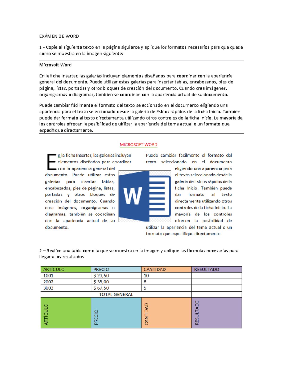 Práctica DE WORD 13 - Compu 1 TP WORD - EXÁMEN DE WORD 1 - Copie el ...