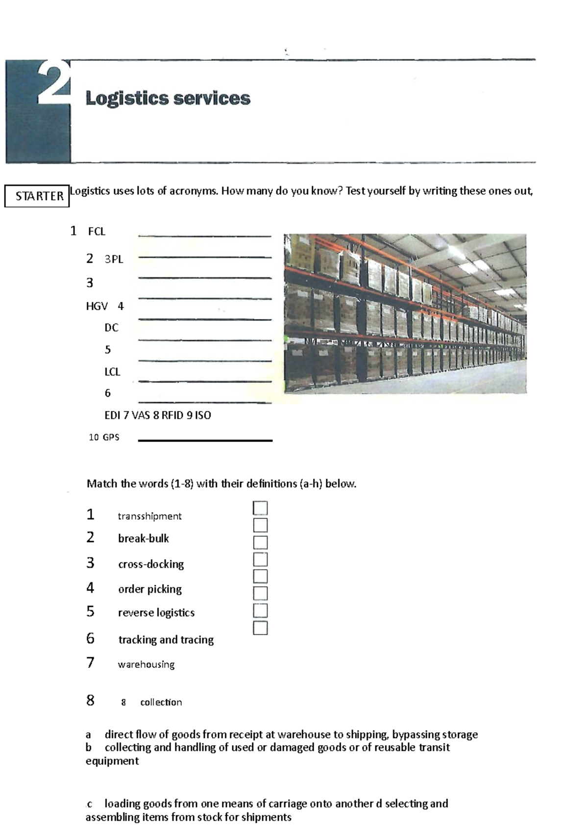 E T&L 2022 start ENGELS - Logistics uses lots of acronyms. How many do ...