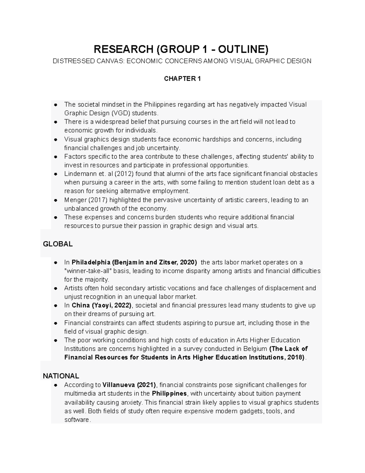 Research ( Group 1 - Outline) - RESEARCH (GROUP 1 - OUTLINE) DISTRESSED ...