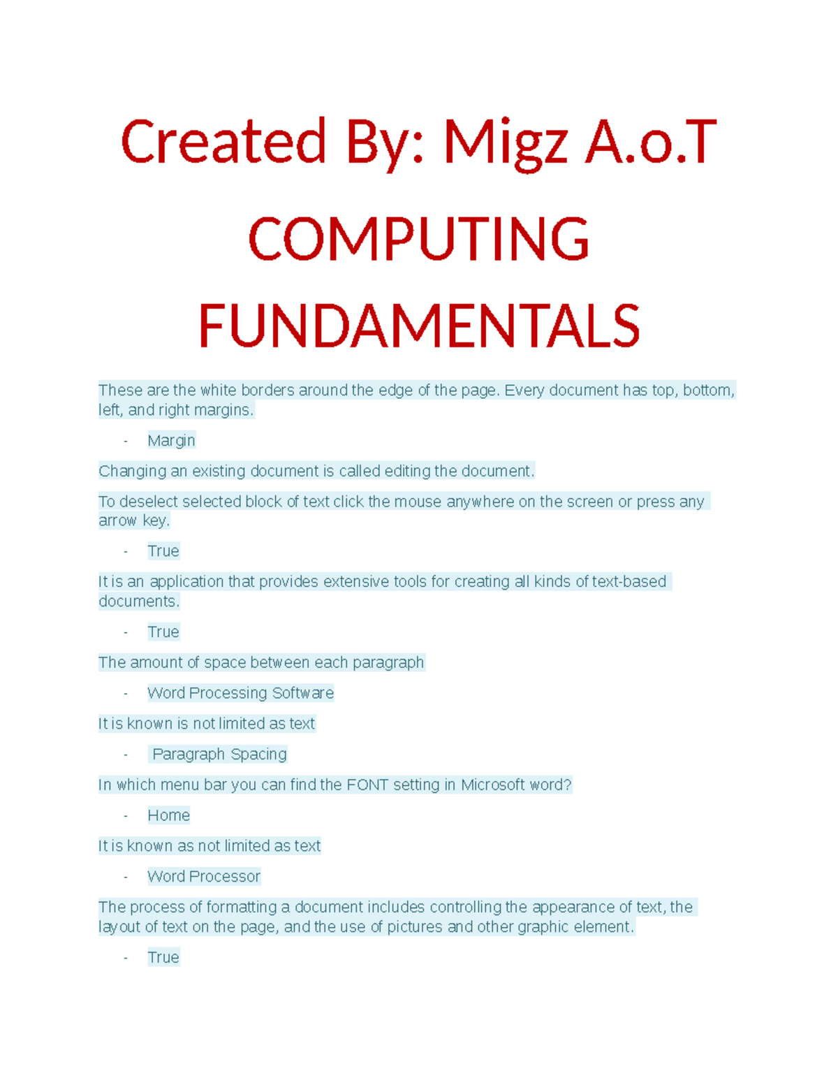 Computing Fundamentals Created By Migz A O Computing Fundamentals These Are The White Borders