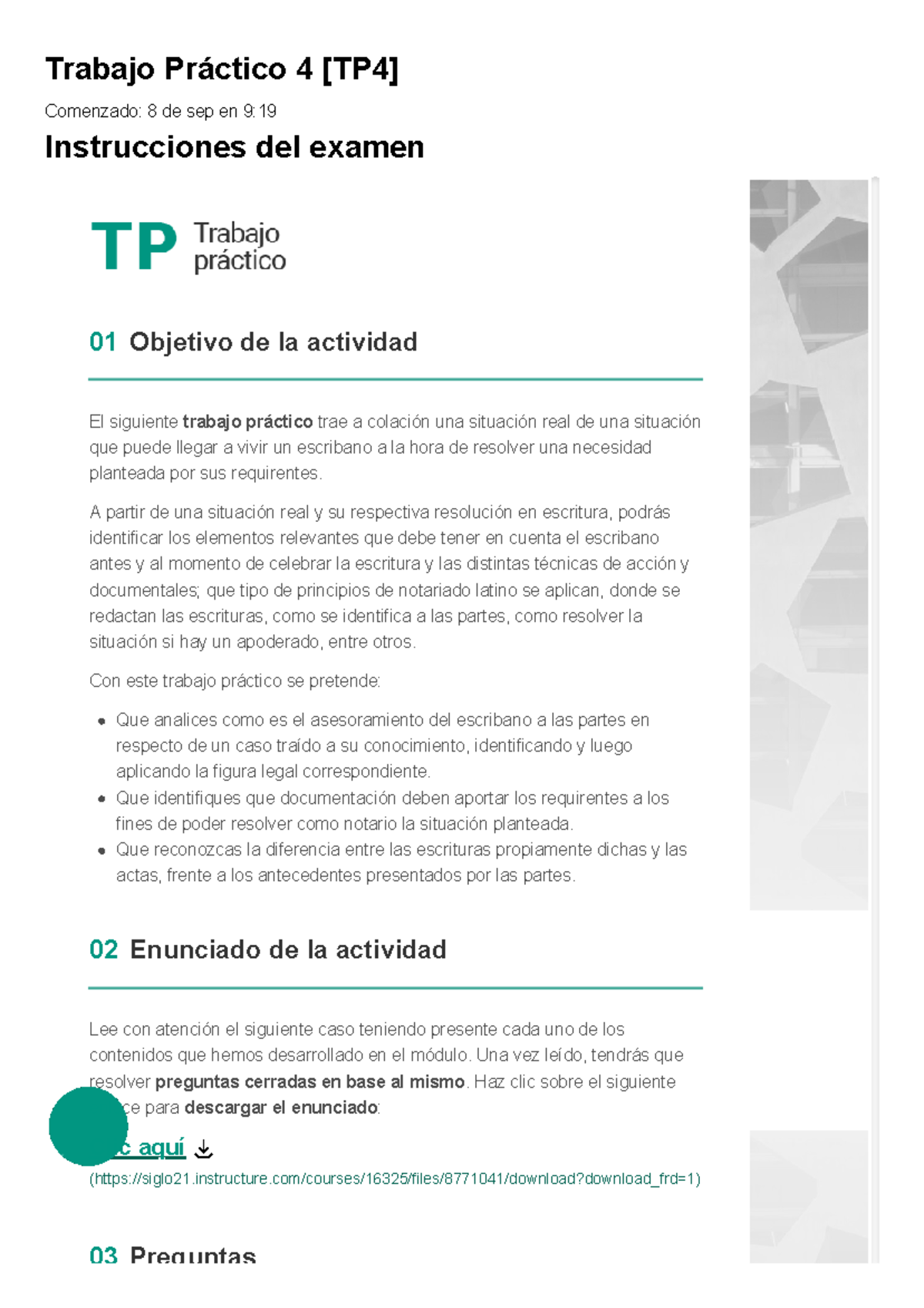 TP4- Principio de derecho laboral 100 - Trabajo Práctico 4 [TP4] Comenzado: 8 de sep en 9: - Studocu