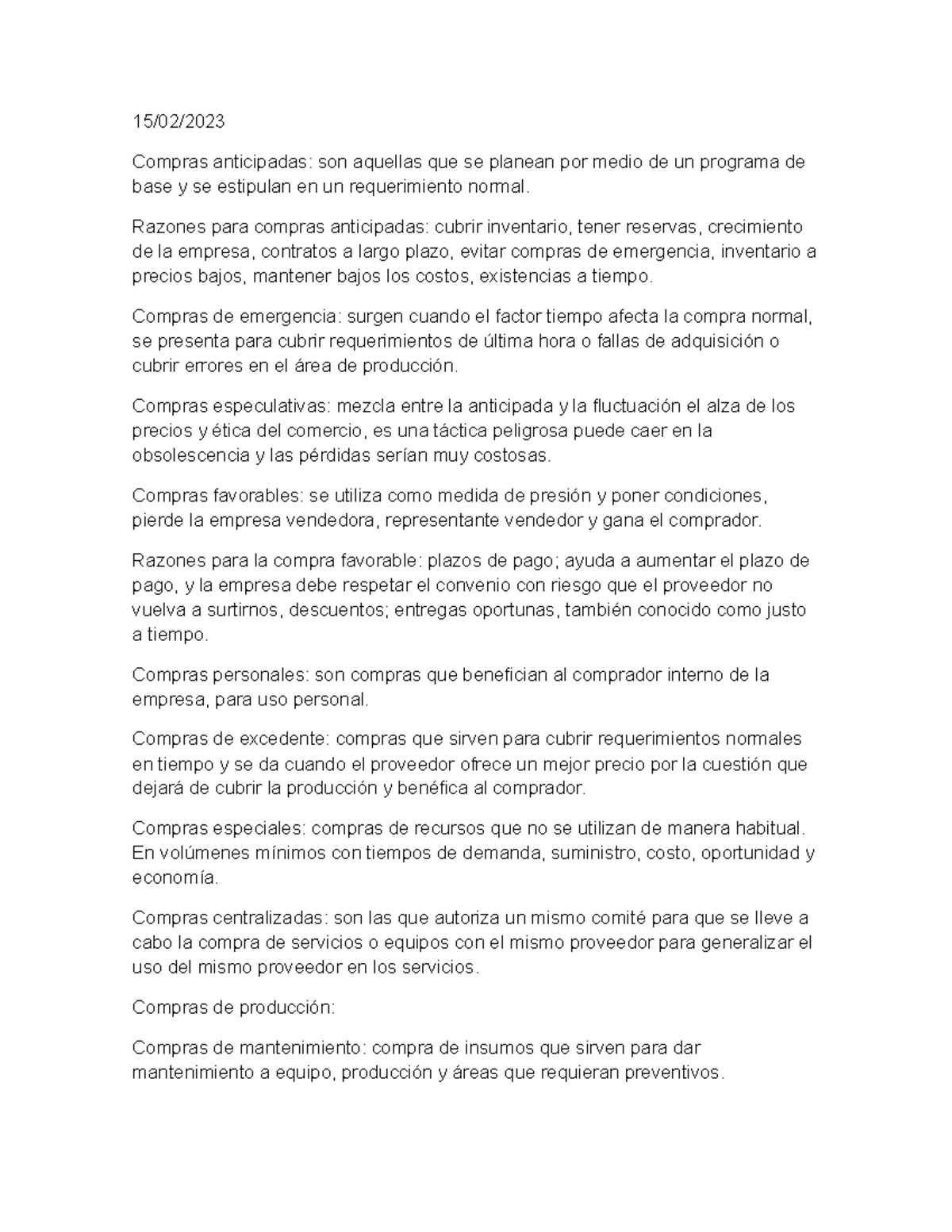 Tipos de compras - 15/02/ Compras anticipadas: son aquellas que se ...