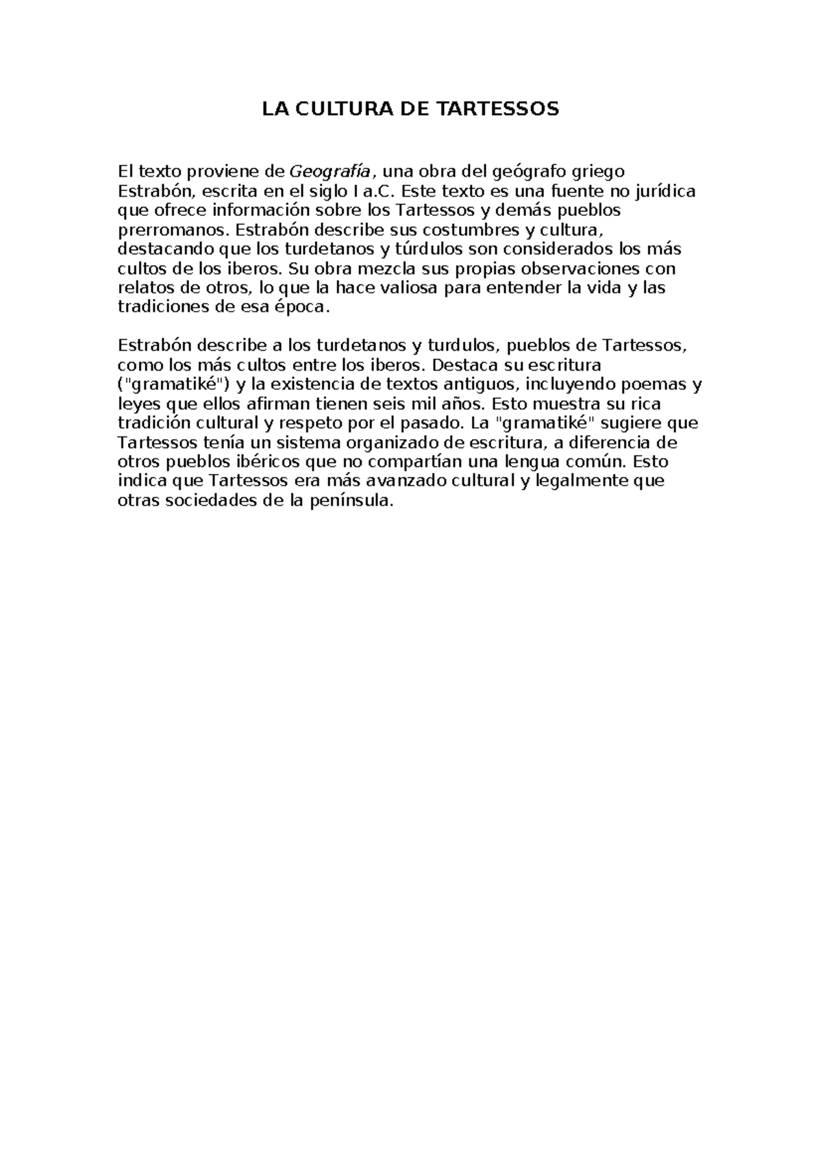 LA Cultura DE Tartessos - LA CULTURA DE TARTESSOS El texto proviene de ...