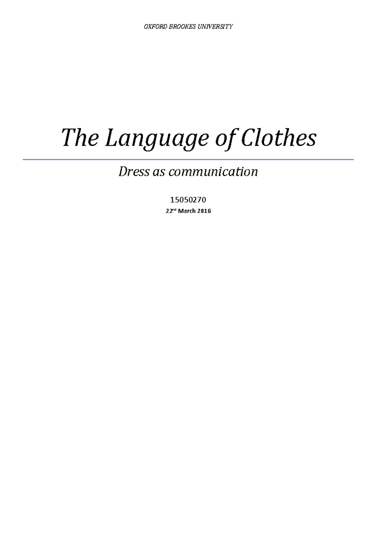 Dress as communication Final - OXFORD BROOKES UNIVERSITY The Language ...