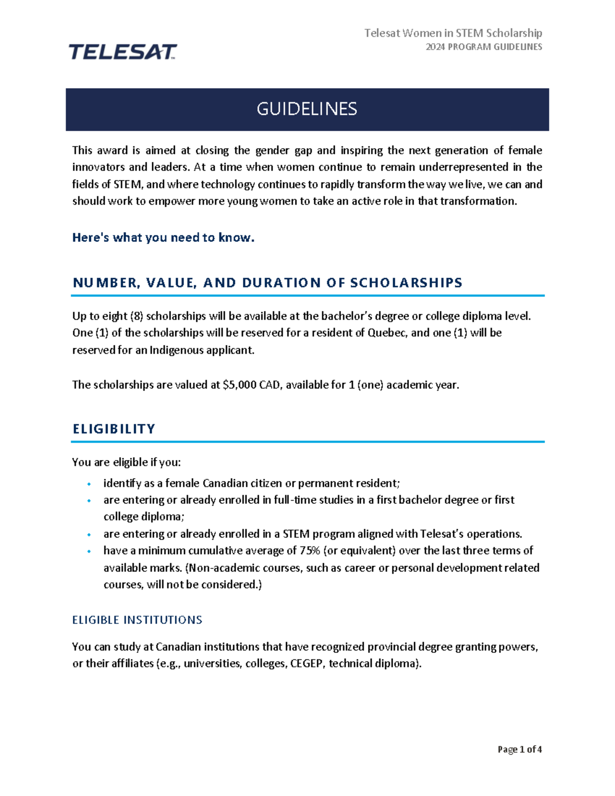 1 1400686 2024 Telesat Women in STEM Guidelines - 2024 PROGRAM ...
