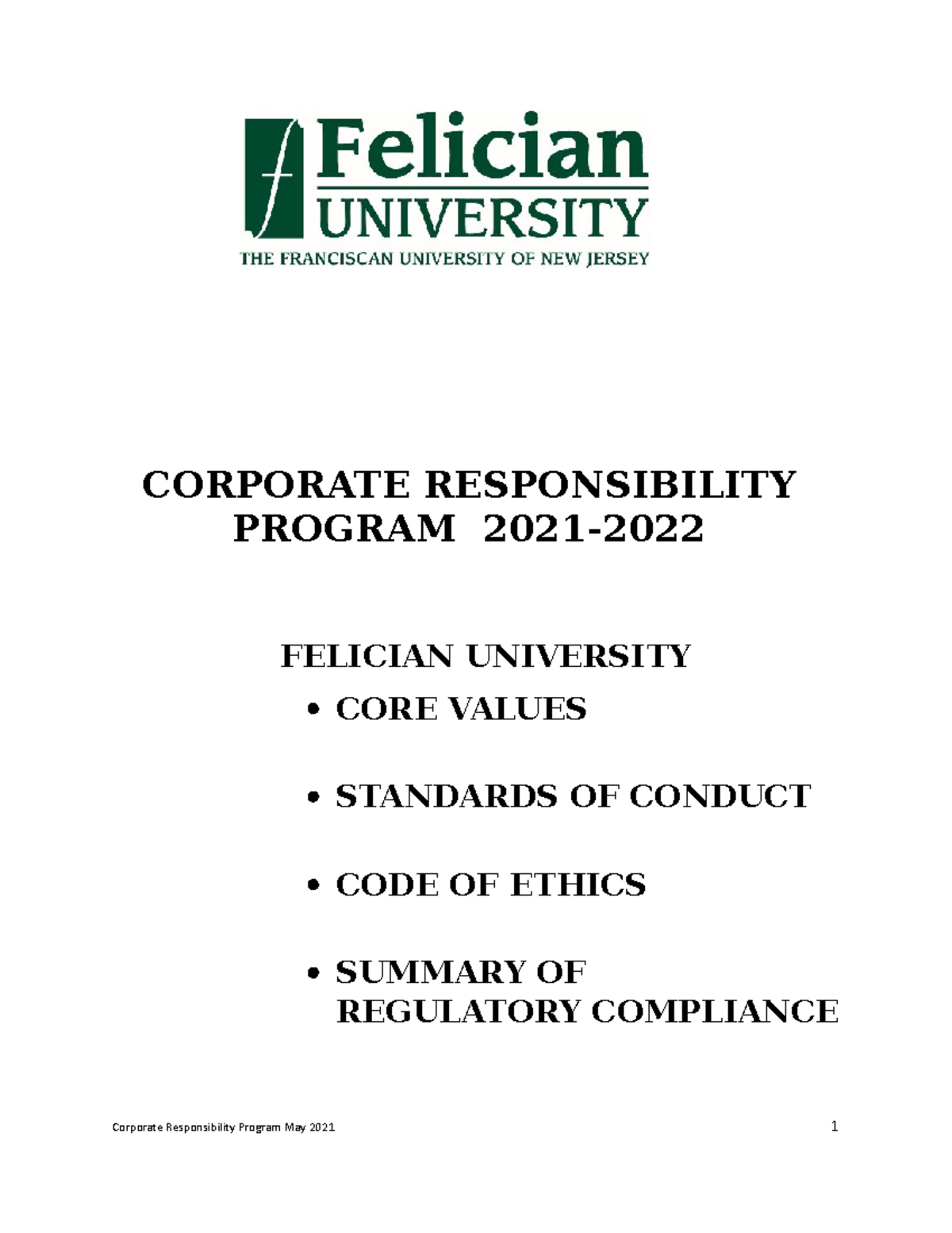 Corporate Responsibility Program 2021 E - CORPORATE RESPONSIBILITY ...