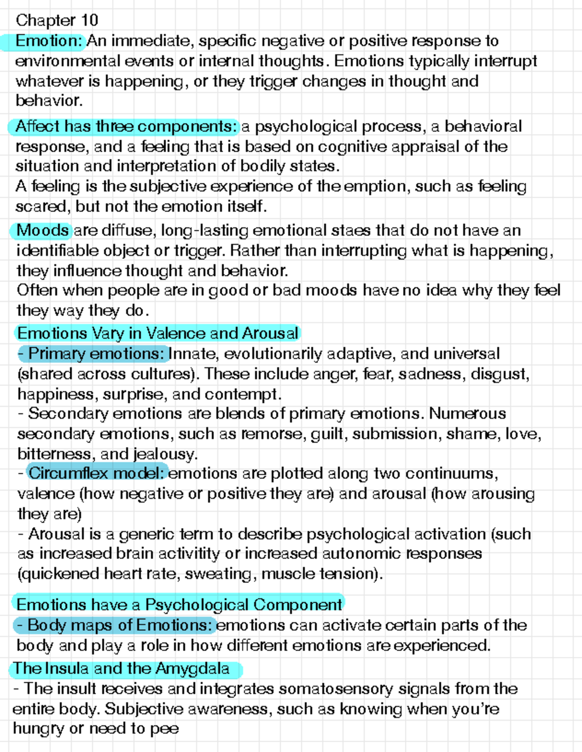 Psychology 202 Notes 7 - Chapter 10 Emotion: An immediate, specific ...