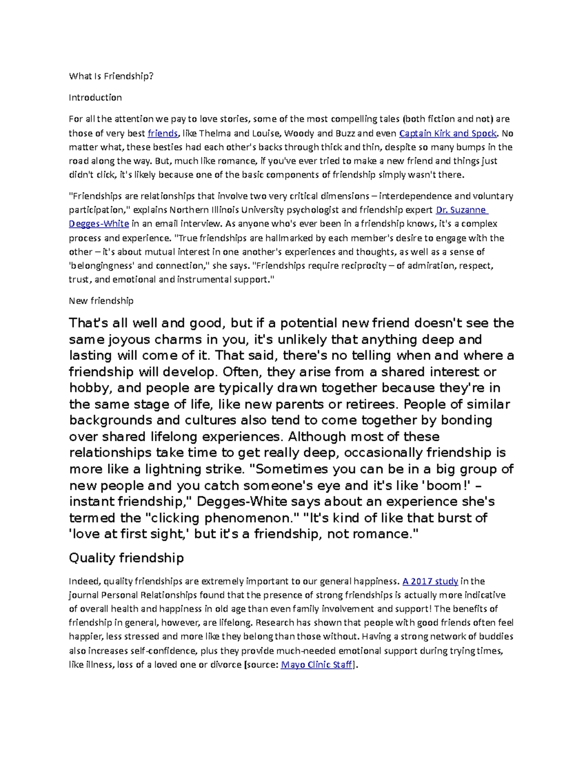 Raw text - What Is Friendship? Introduction For all the attention we ...