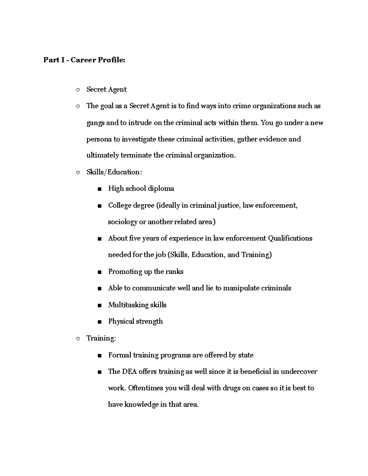 Careers in Criminal Justice - Part I - Career Profile: Secret Agent The ...