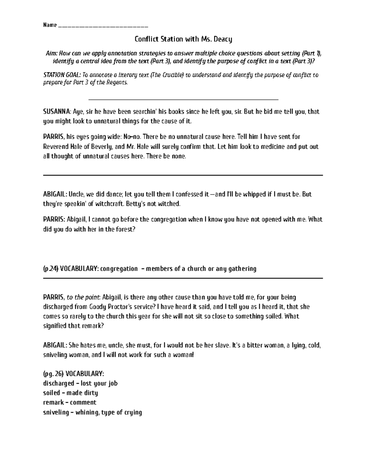 Conflict Station - math - Name ...