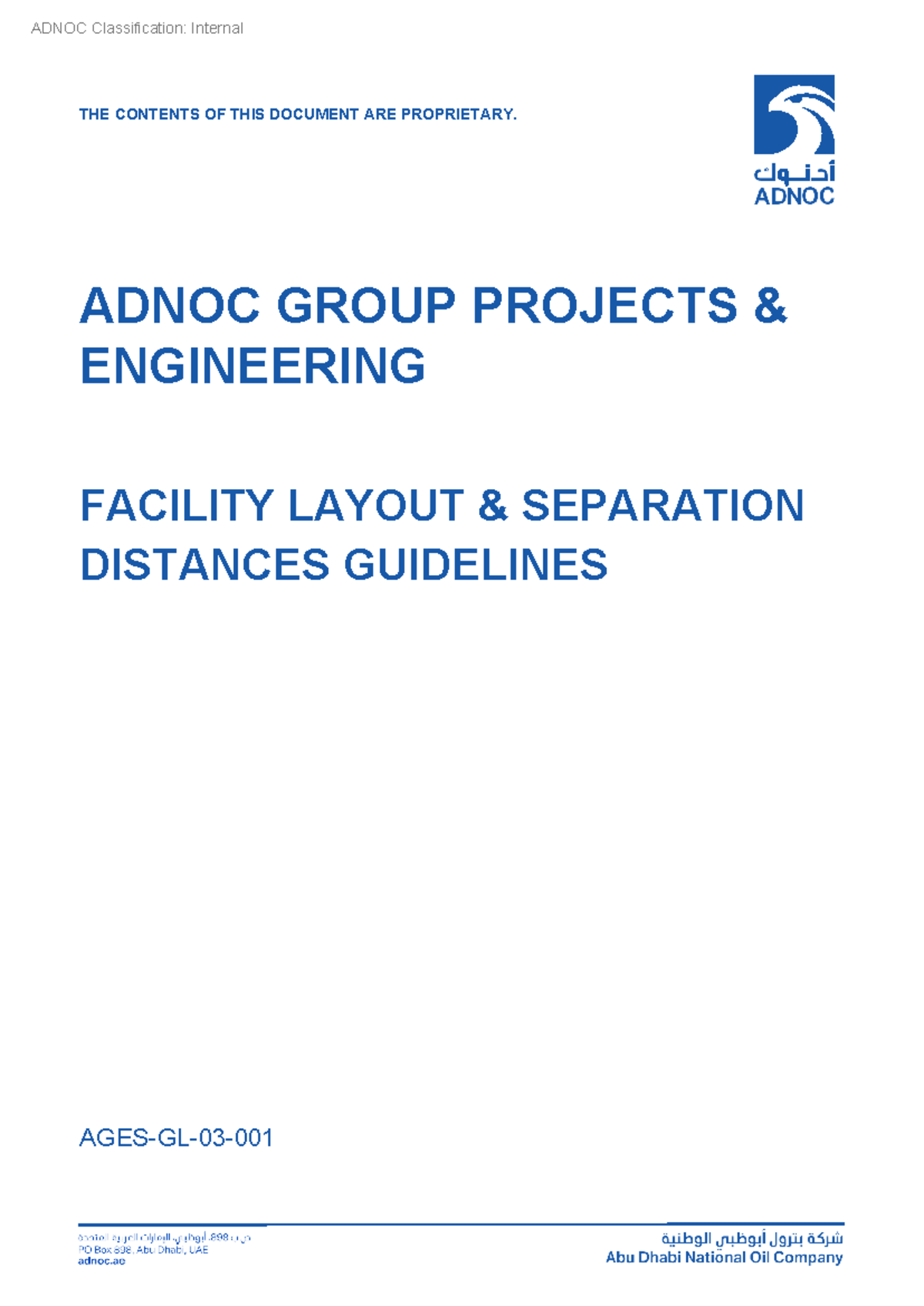 Layouts Safe Distances Guidelines - ADNOC Classification: Internal THE ...