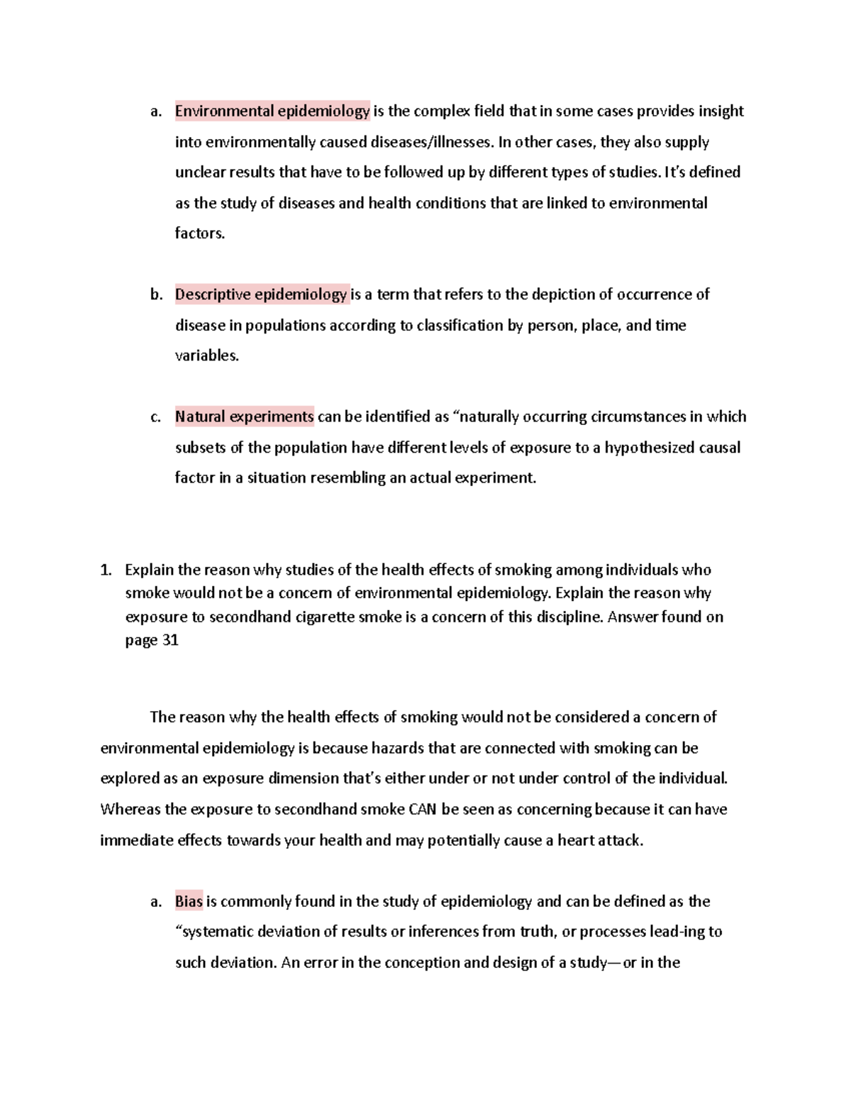 Environmental Epidemiology - a. Environmental epidemiology is the ...