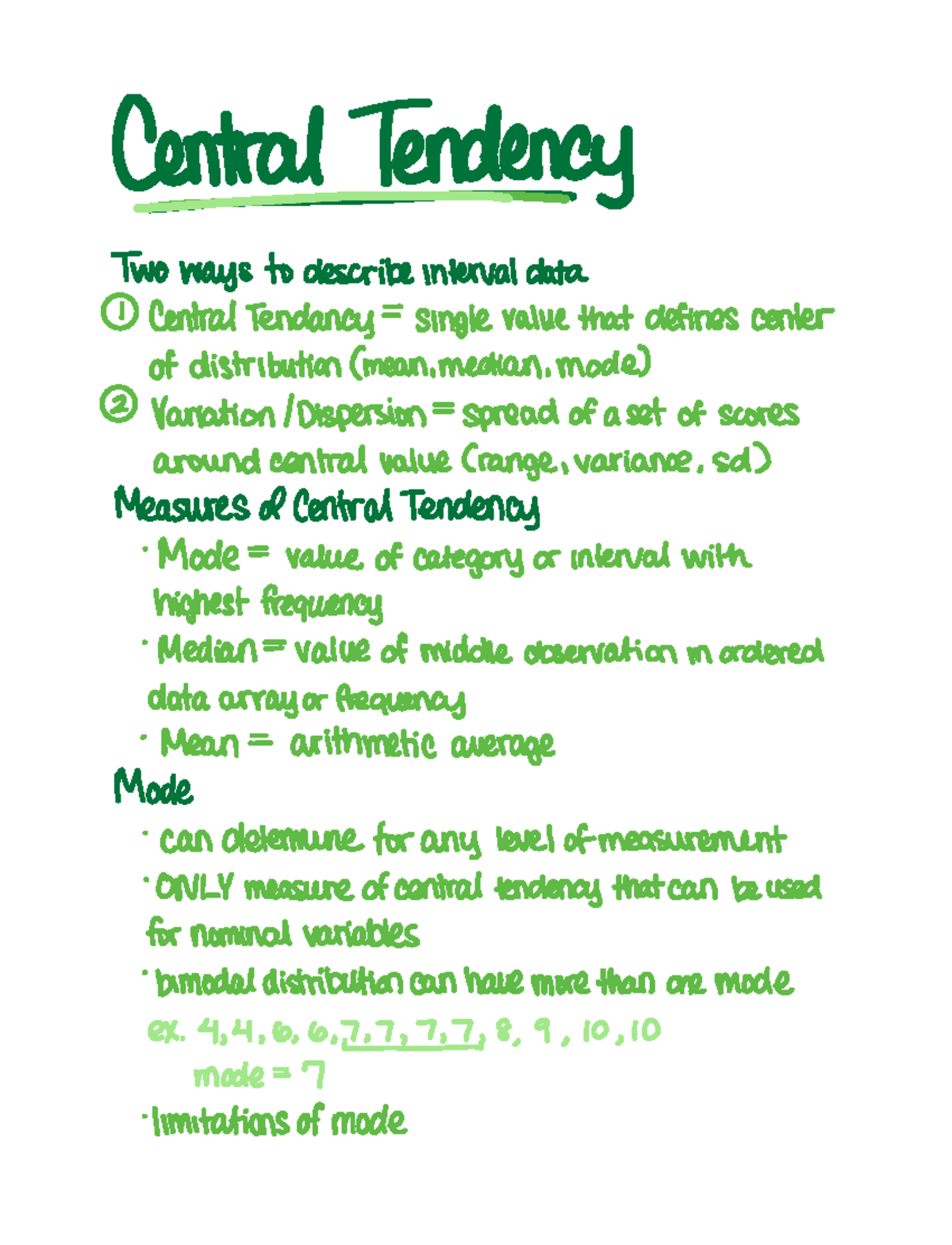 Describing Data Central Tendency - Central Tendency Two ways to ...