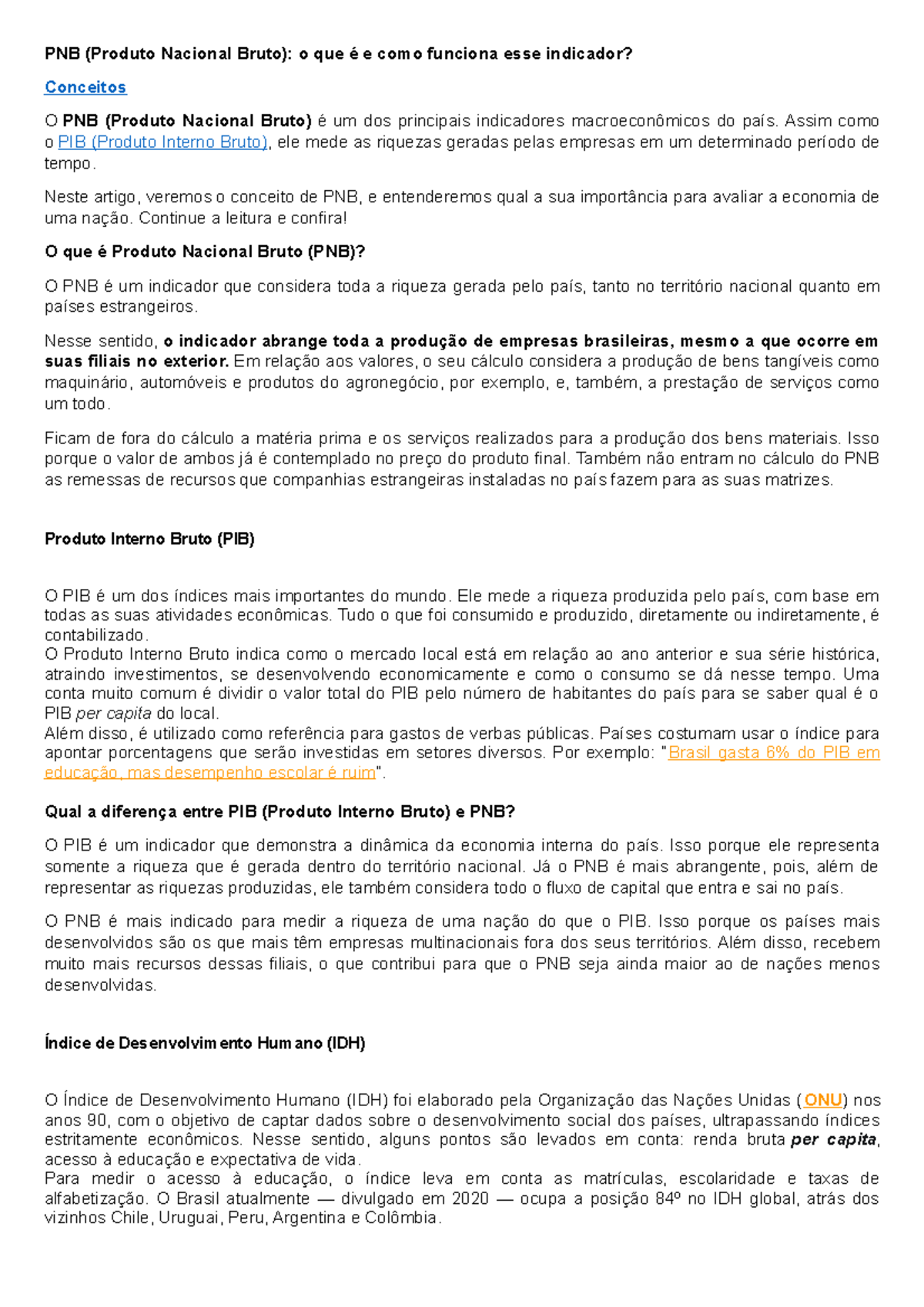 PNB, PIB E IDH - ...... - PNB (Produto Nacional Bruto): o que é e como ...