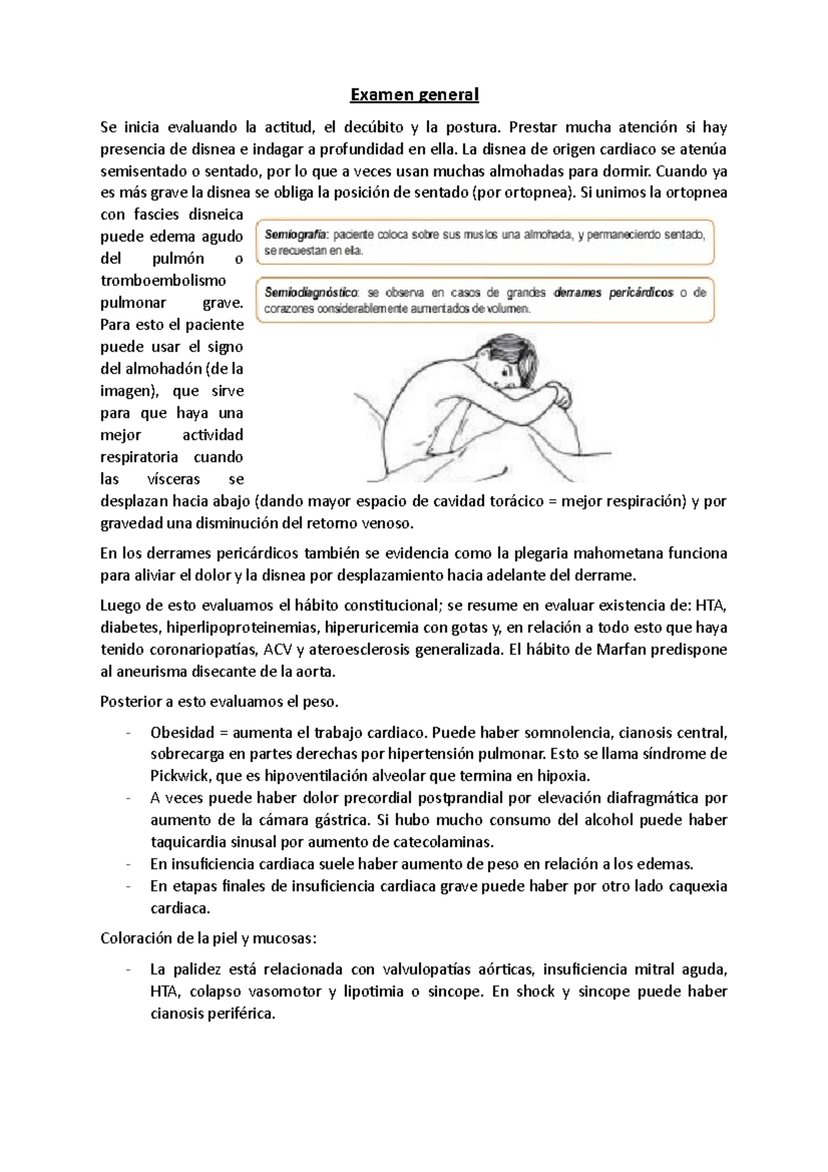 Semiología cardiovascular 1 - Examen general Se inicia evaluando la ...