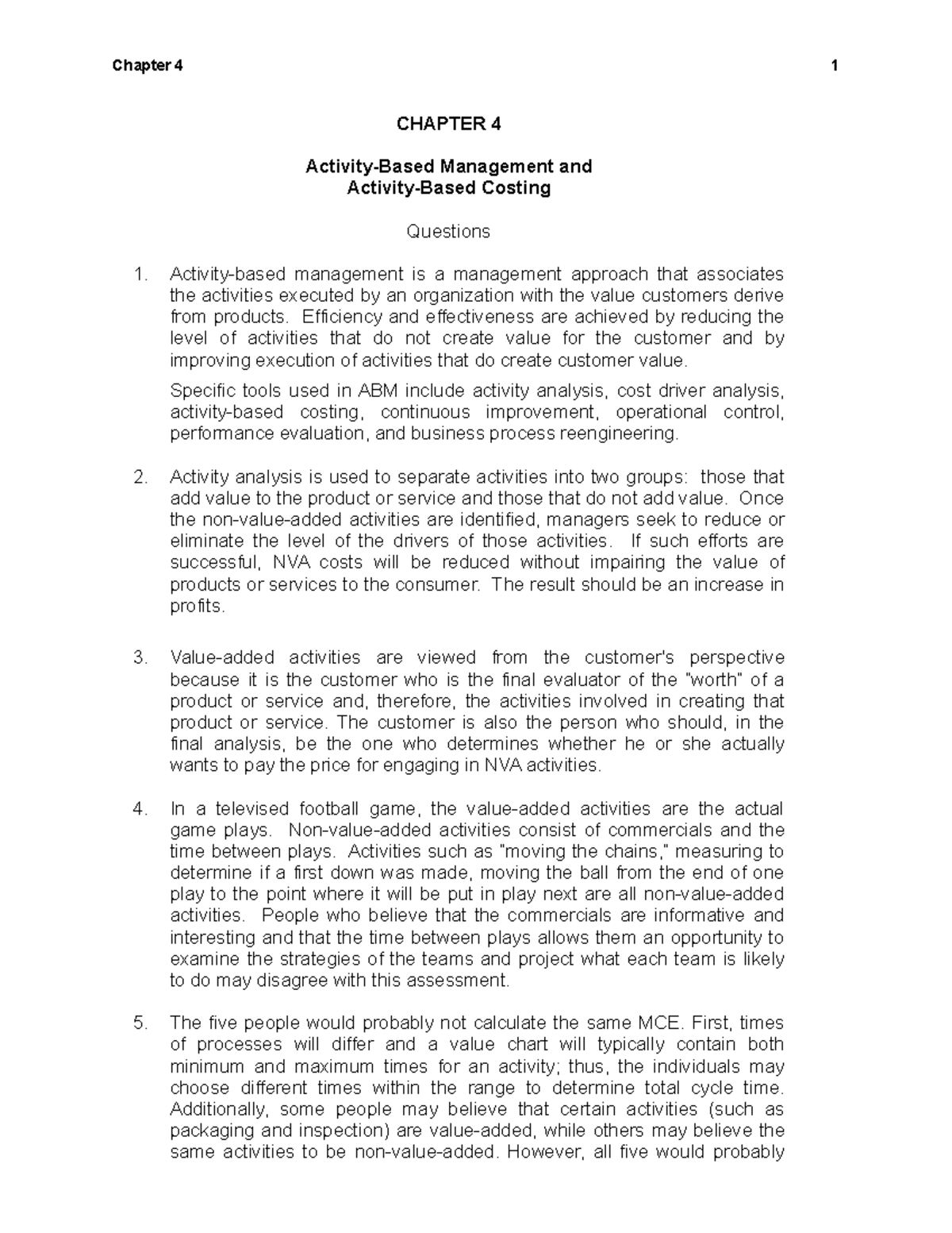 Chapter 04 - SolMan - CHAPTER 4 Activity-Based Management and Activity ...