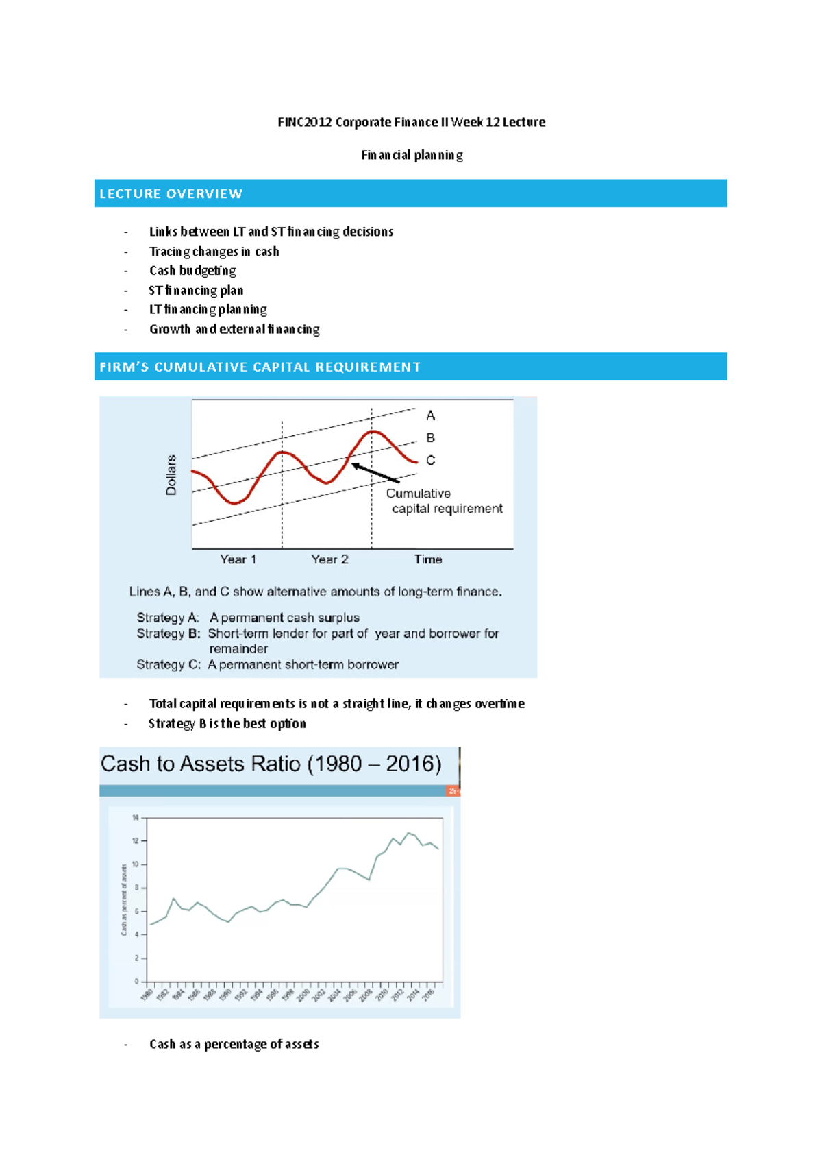 Week 12 Lecture - FINC2012 Corporate Finance II Week 12 Lecture ...