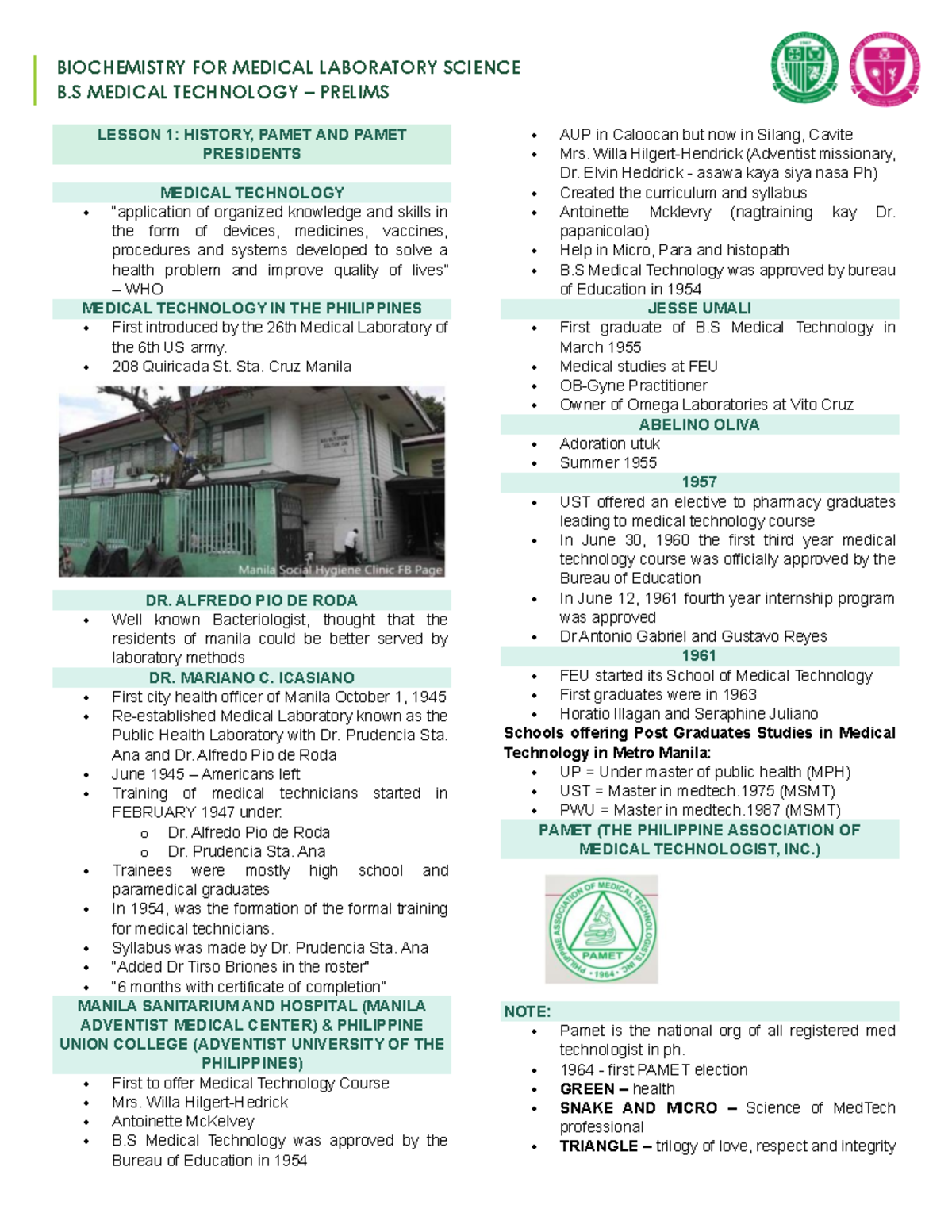 Mtlaws Medtech- Lesson-12 - B MEDICAL TECHNOLOGY – PRELIMS LESSON 1 ...