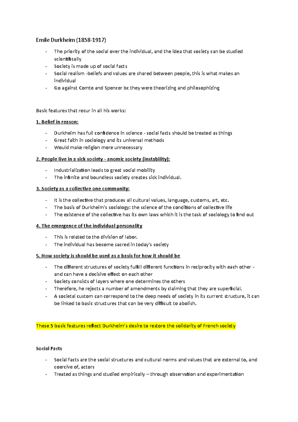 classical sociological theory 7th. edition chapter 7 Emile Durkheim ...