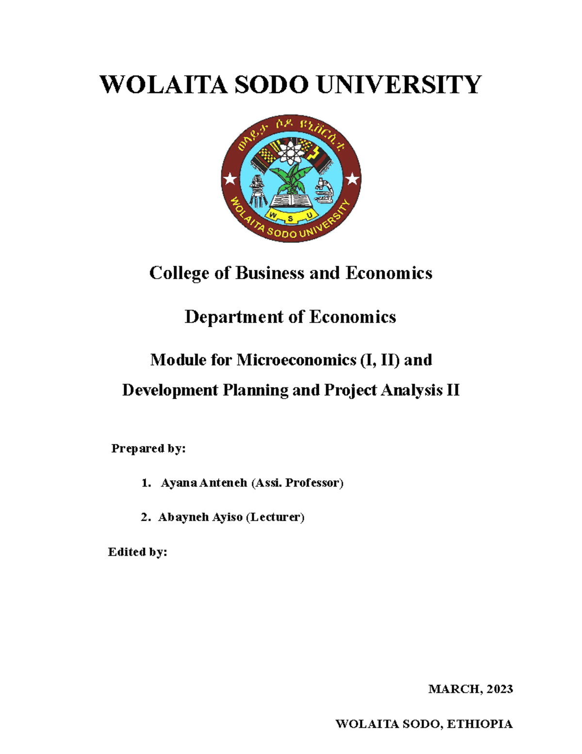 3 Courses - xdc yh yxd xfy - WOLAITA SODO UNIVERSITY College of ...