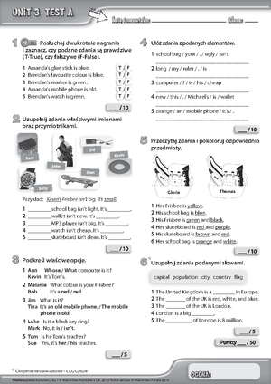 Evolution Plus klasa 4 Unit 1 Test A - UNIT 1 TEST A 01 Posłuchaj ...
