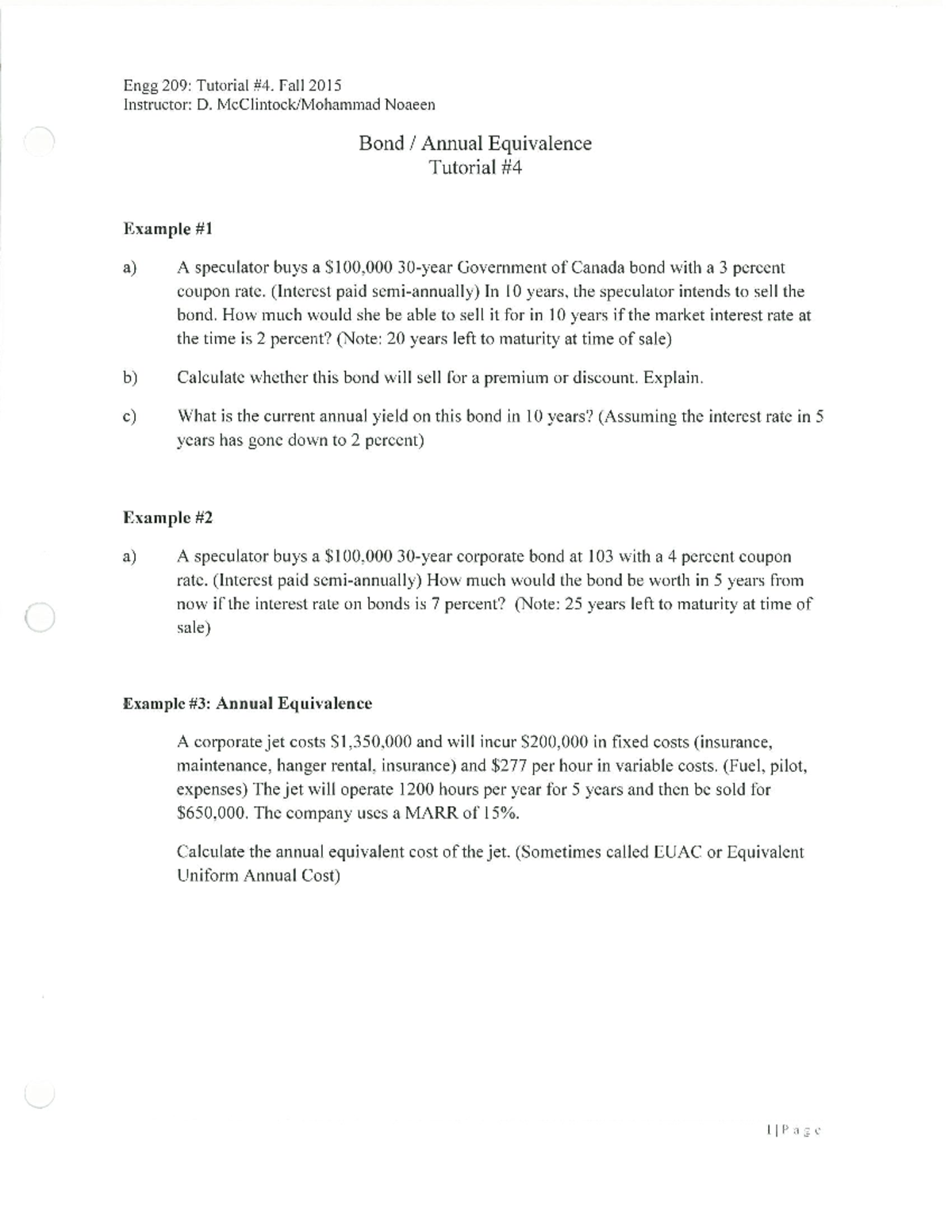 Engineering Economics - Tutorial work - Tutorials - Tutorial work - 1,2 ...