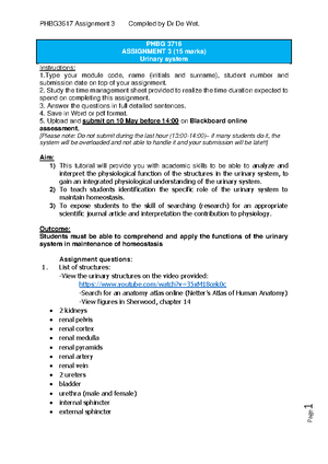 PHBG 3716 Assignment 4 MEMO Rd W - PHBG 3716 ASSIGNMENT 4 (15 marks) Fluid and acid-base balance ...