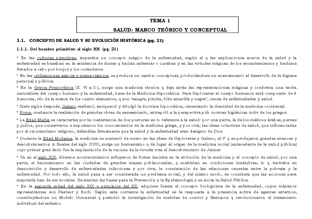 Tema 1 Marco Teórico Y Conceptual De La Salud Tema 1 Salud Marco Y