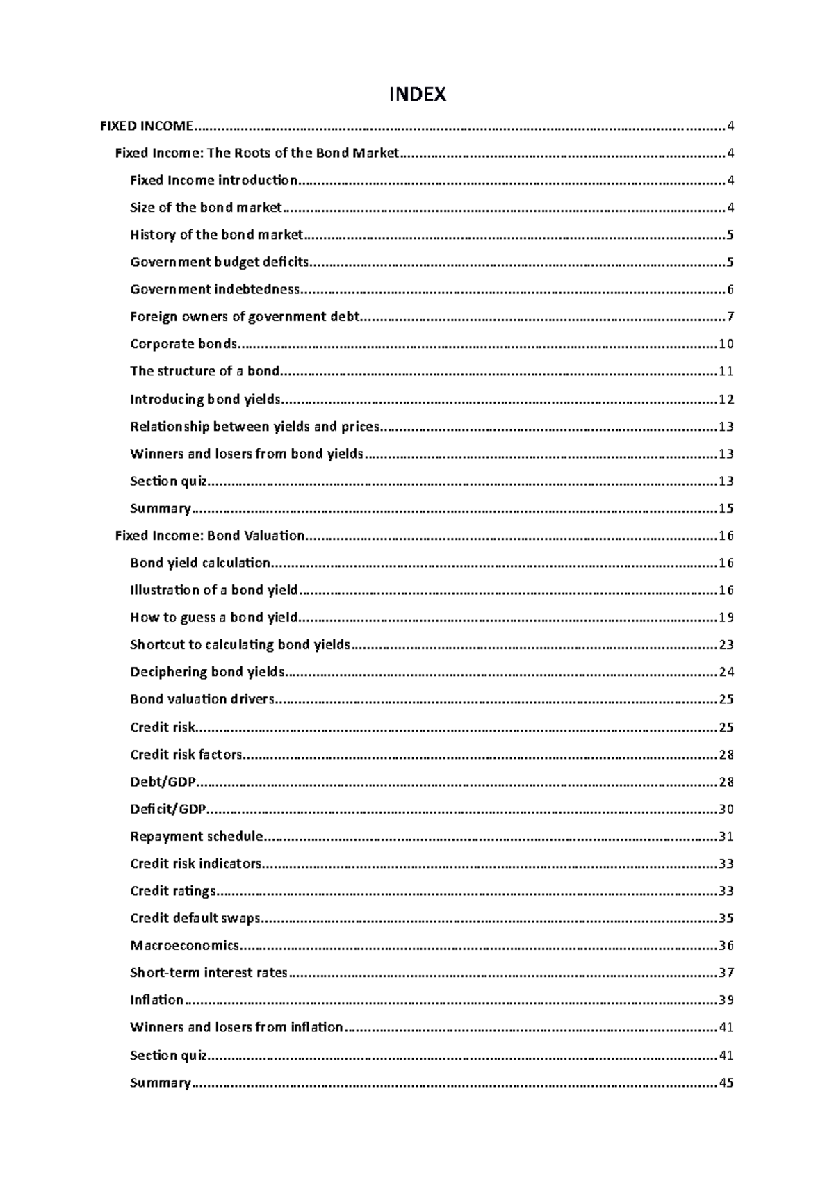Fixed Income - Bloomberg - INDEX FIXED - Studocu
