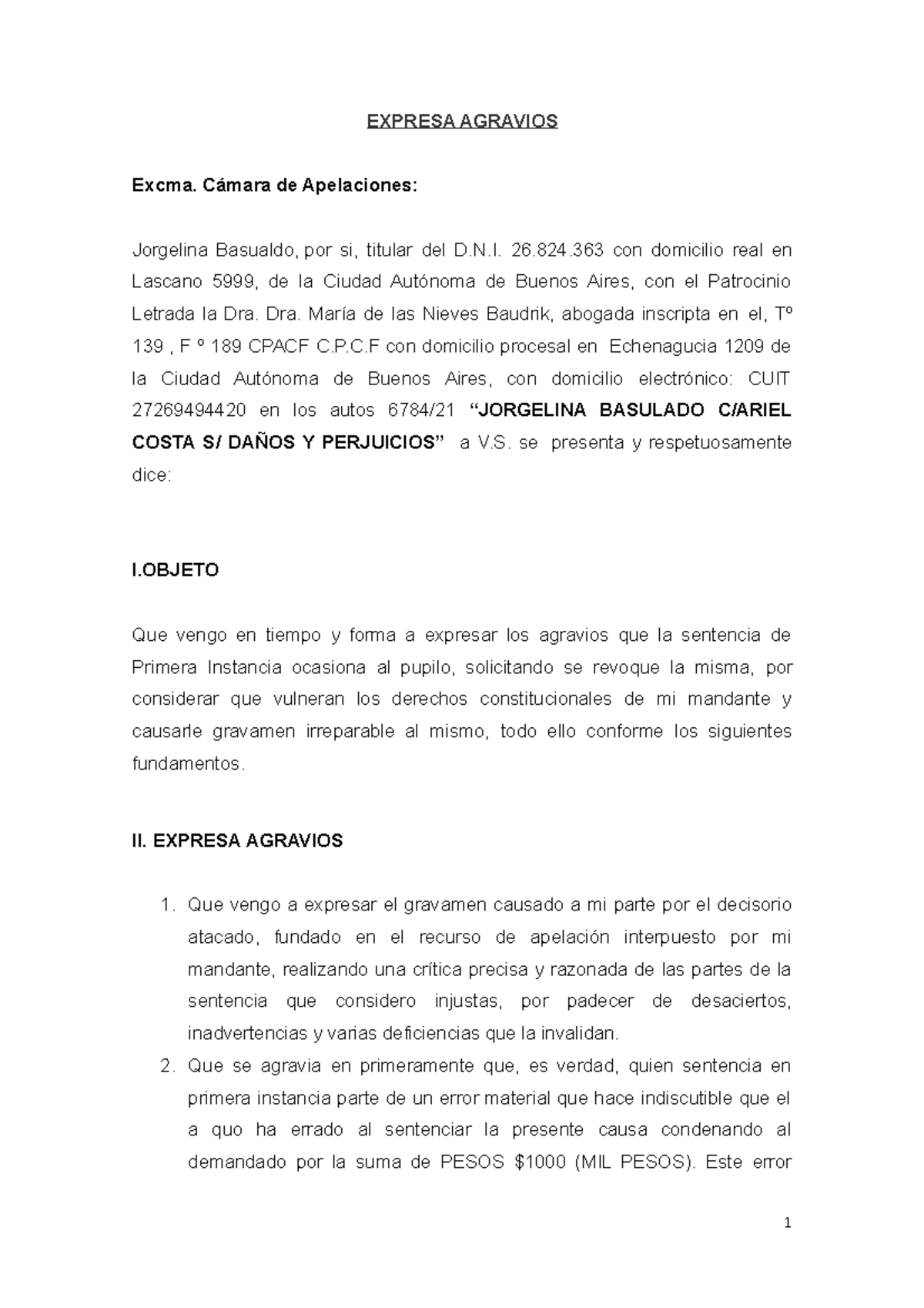 Actividad 15 Practica 3 expresa Agravios - EXPRESA AGRAVIOS Excma ...