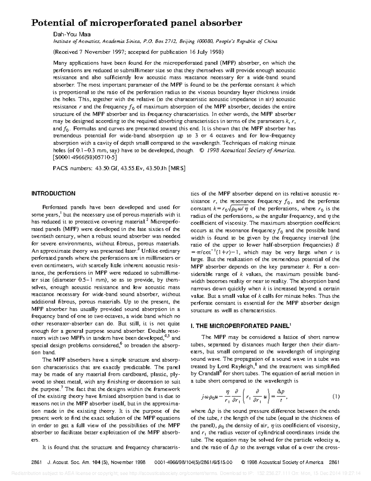 [17] Potential of microperforated panel absorber send - Potential of ...