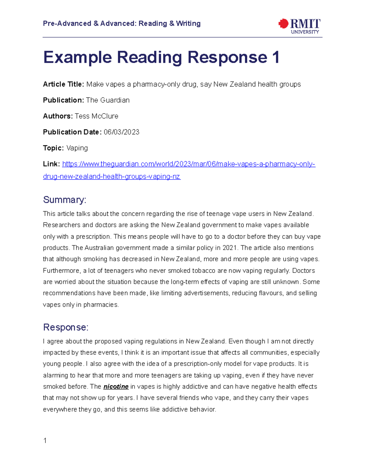 6. IRR Example (PA A-RW) - Pre-Advanced & Advanced: Reading & Writing ...