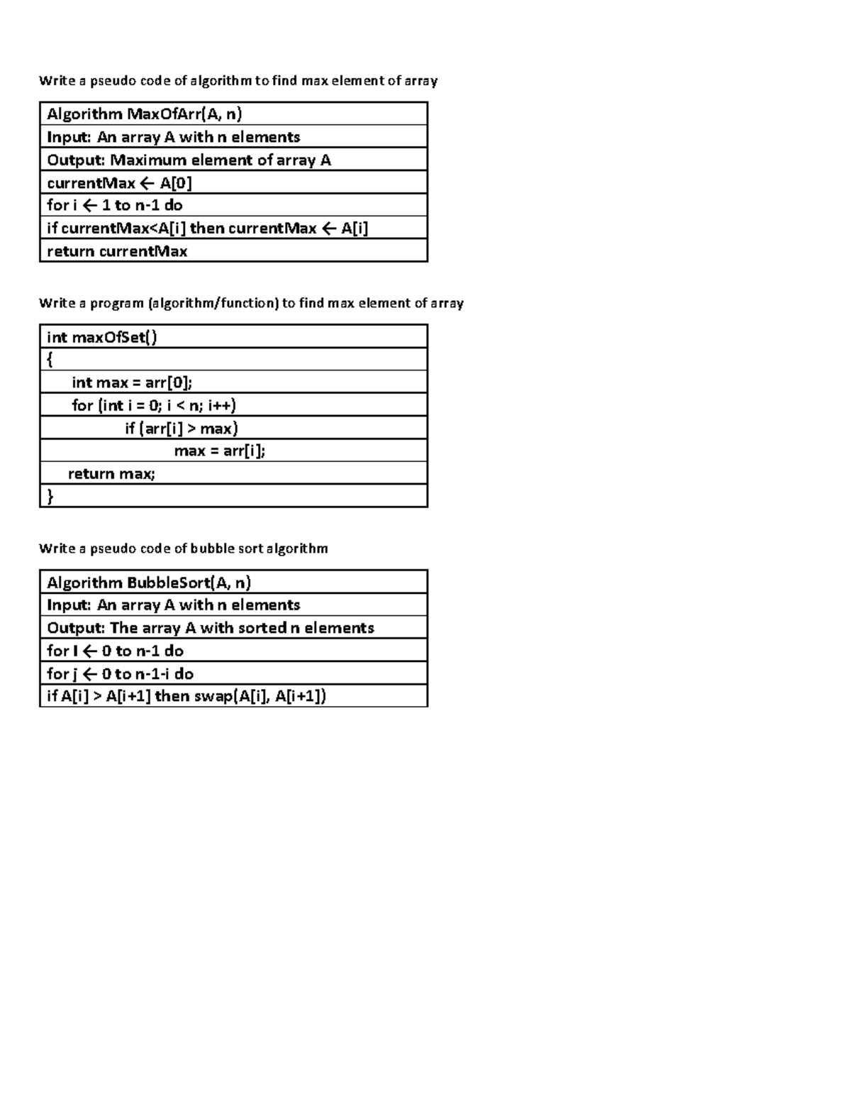 Data Structure Qbank Aio With Solutions Write A Pseudo Code Of Algorithm To Find Max Element
