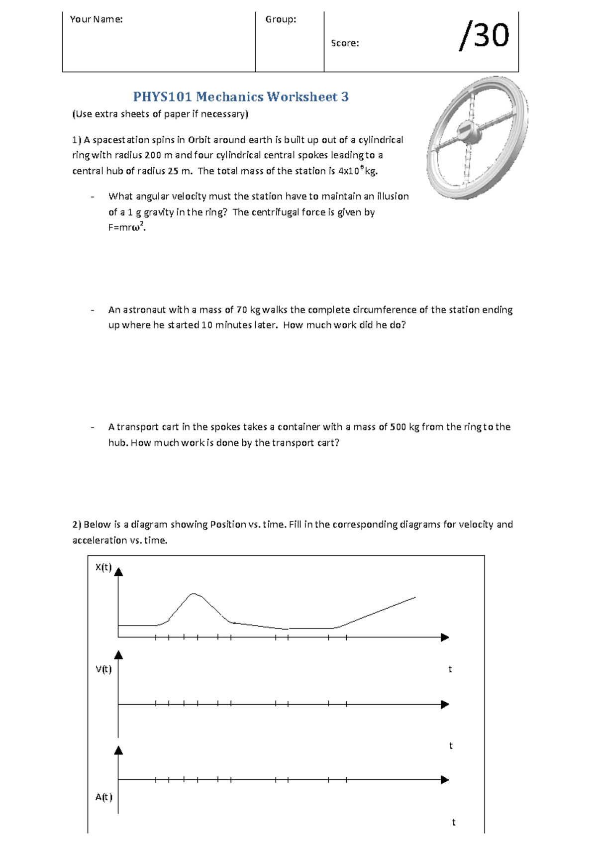 PHYS101 problems 3 - Newtonian Dynamics PHYS 101 Tutorial - Your Name ...