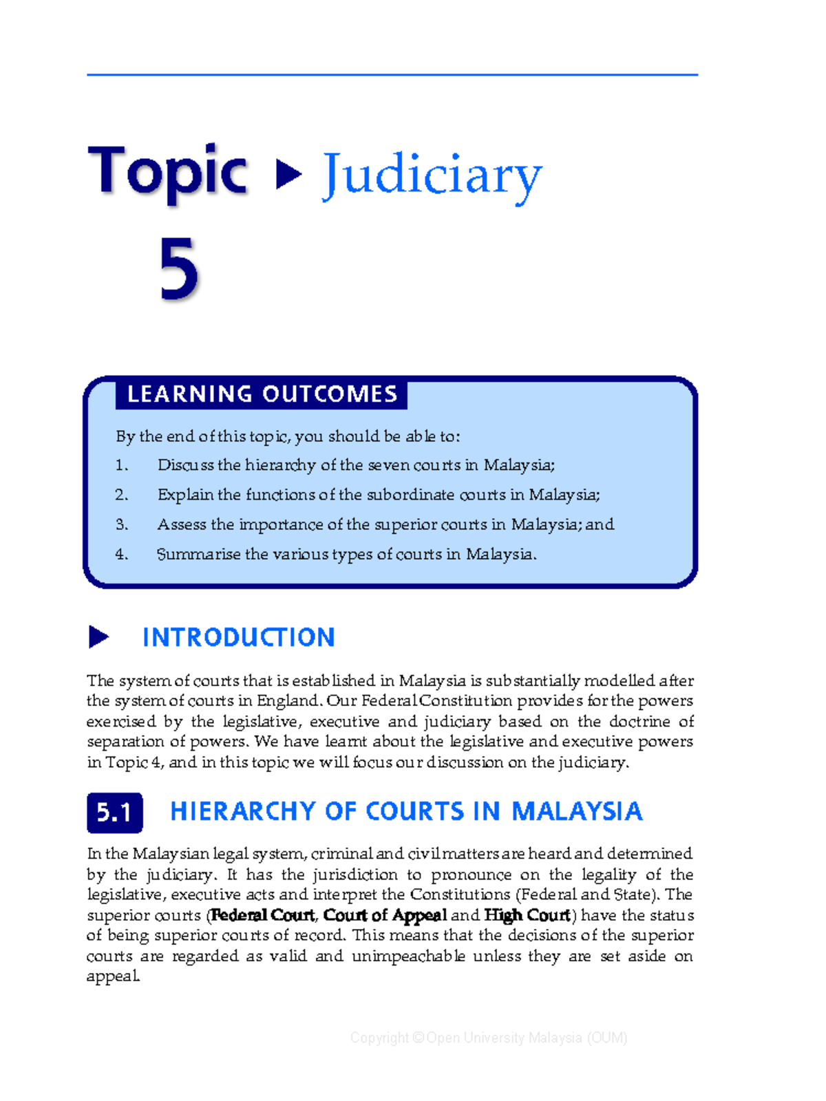 09 BDAU2103 T5 - notes topic 5 - INTRODUCTION The system of courts that ...