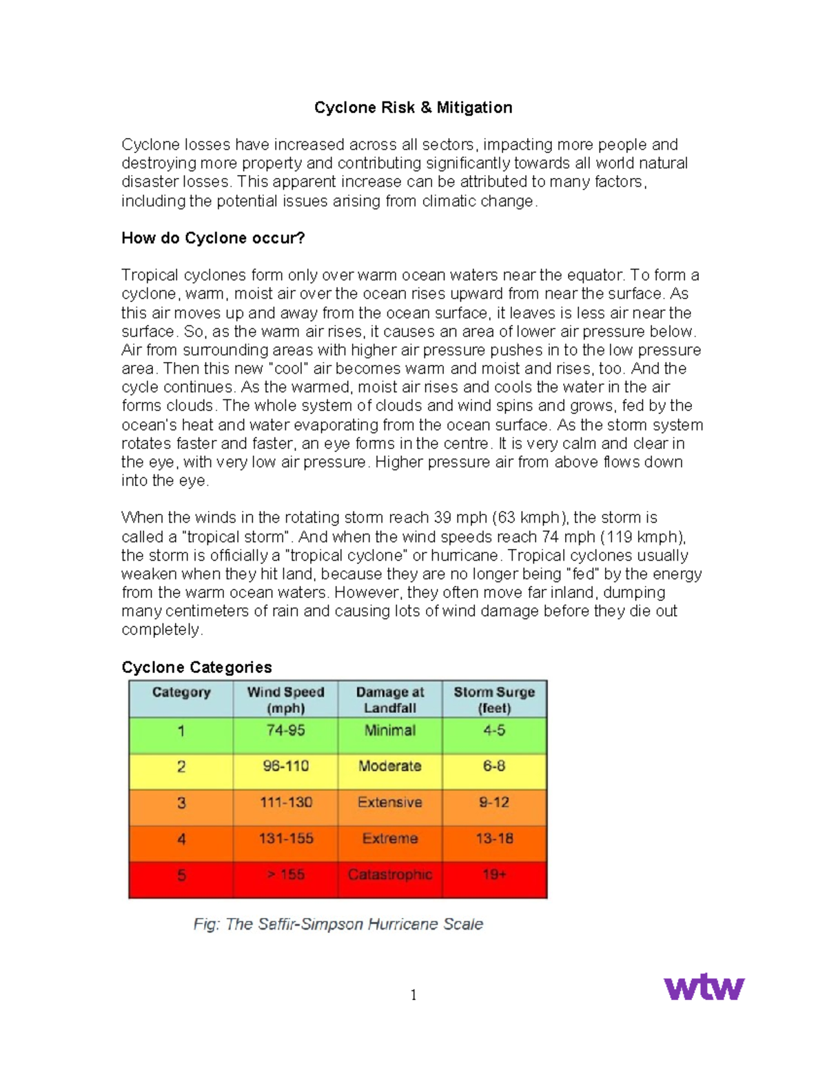 Cyclone Risk & Mitigation - Cyclone Risk & Mitigation Cyclone losses ...