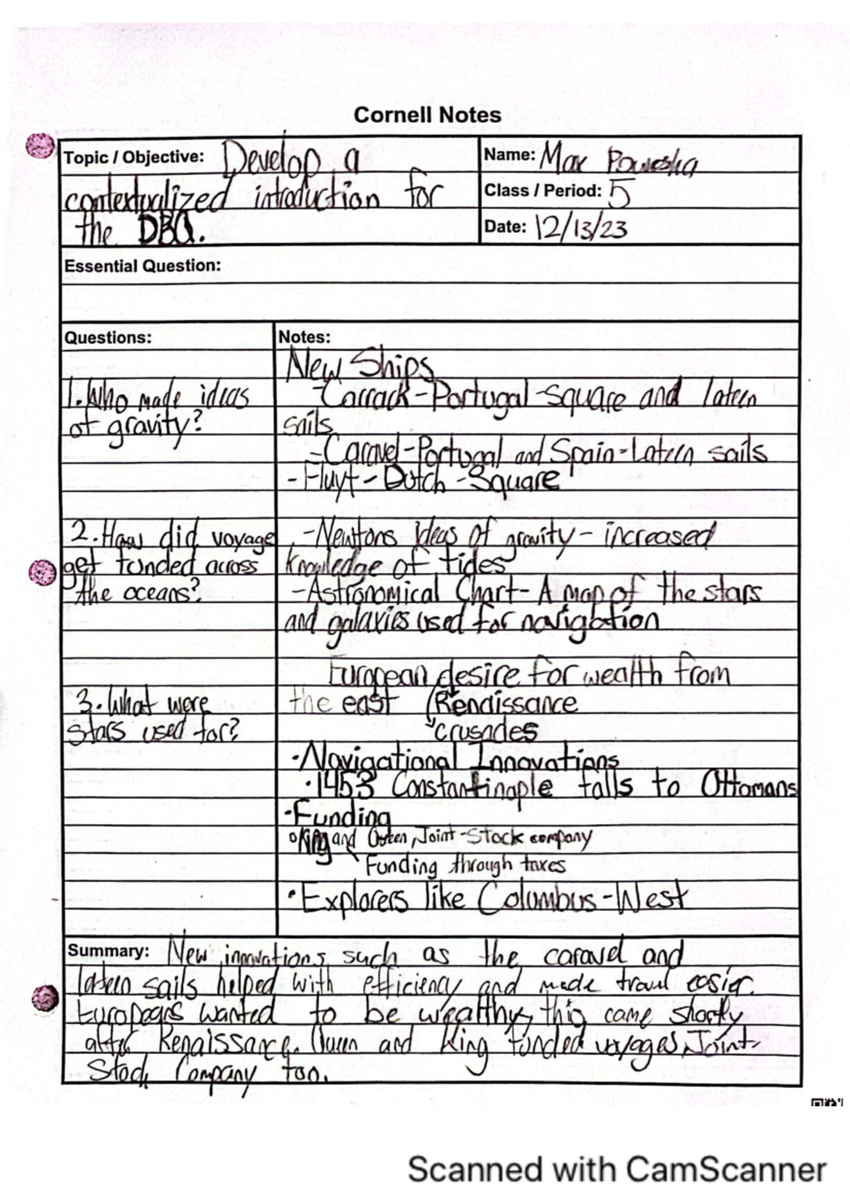 Cornell Notes World History - Studocu