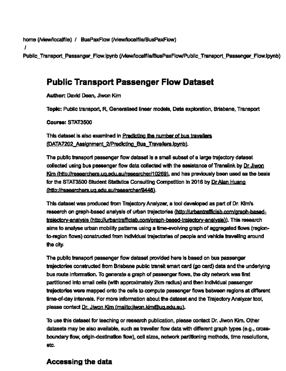 Public Transport Passenger Flow - DATA7001 - Studocu