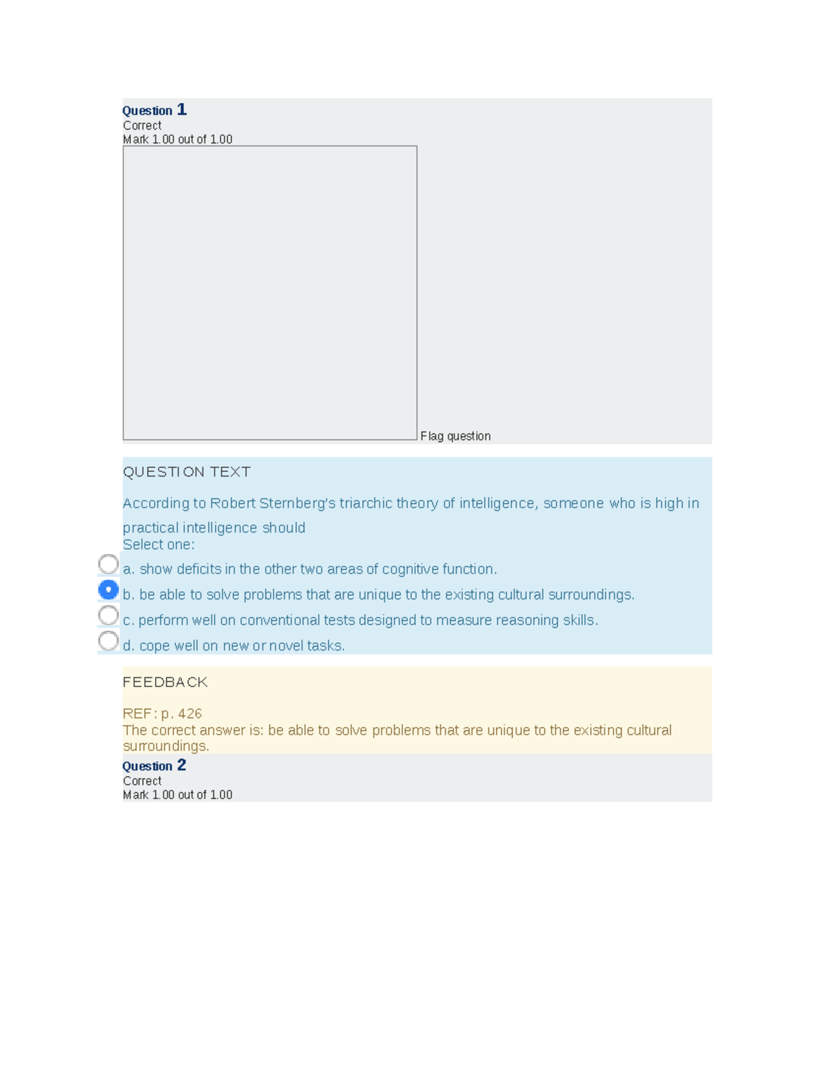 Psyc290quiz2 - mandatory quiz - Question 1 Correct Mark 1 out of 1 ...
