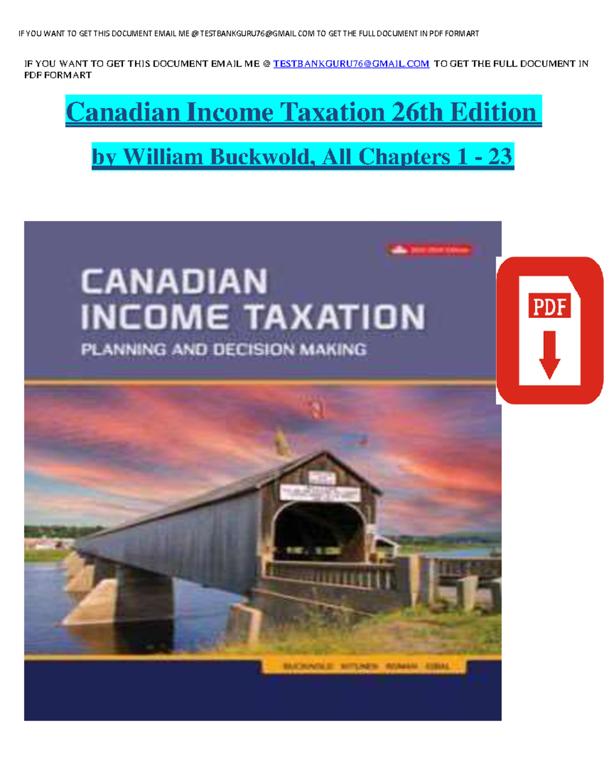 Solution manual for canadian income taxation 20222023 25th edition by ...